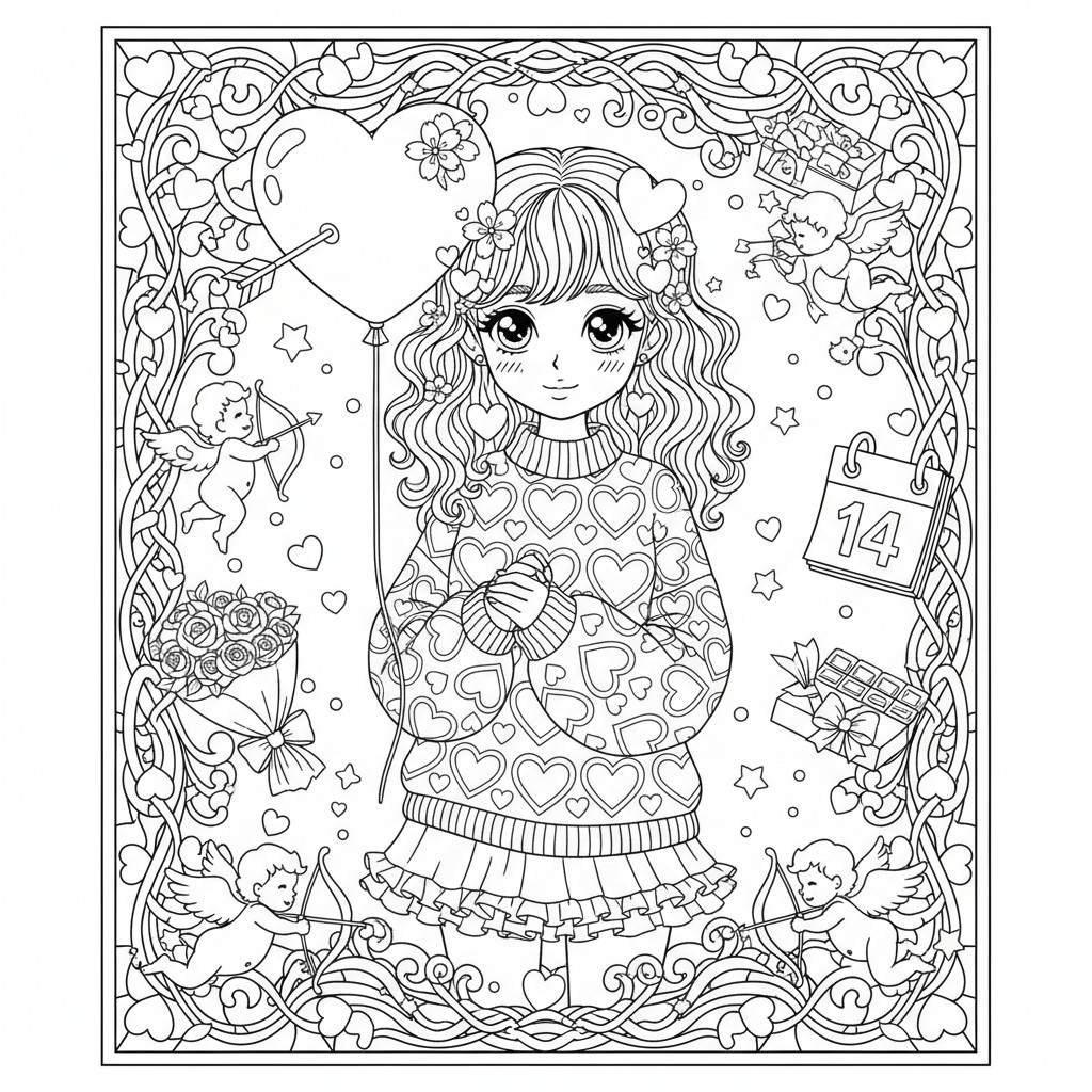 February coloring page of Junko – The Tale of Junko