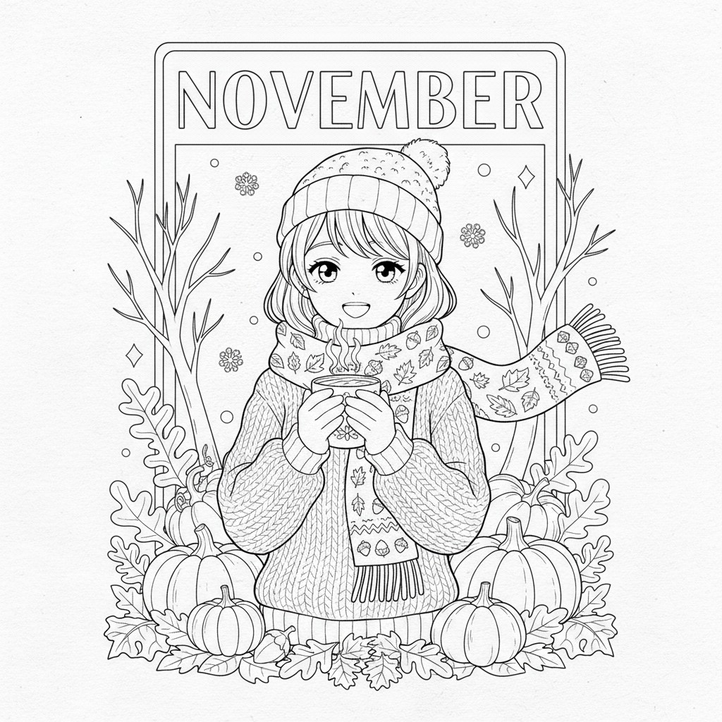 November coloring page of Junko – The Tale of Junko